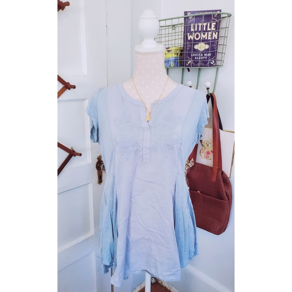 Adobe Star | Tops | Baby Blue Embroidered Top | Poshmark
